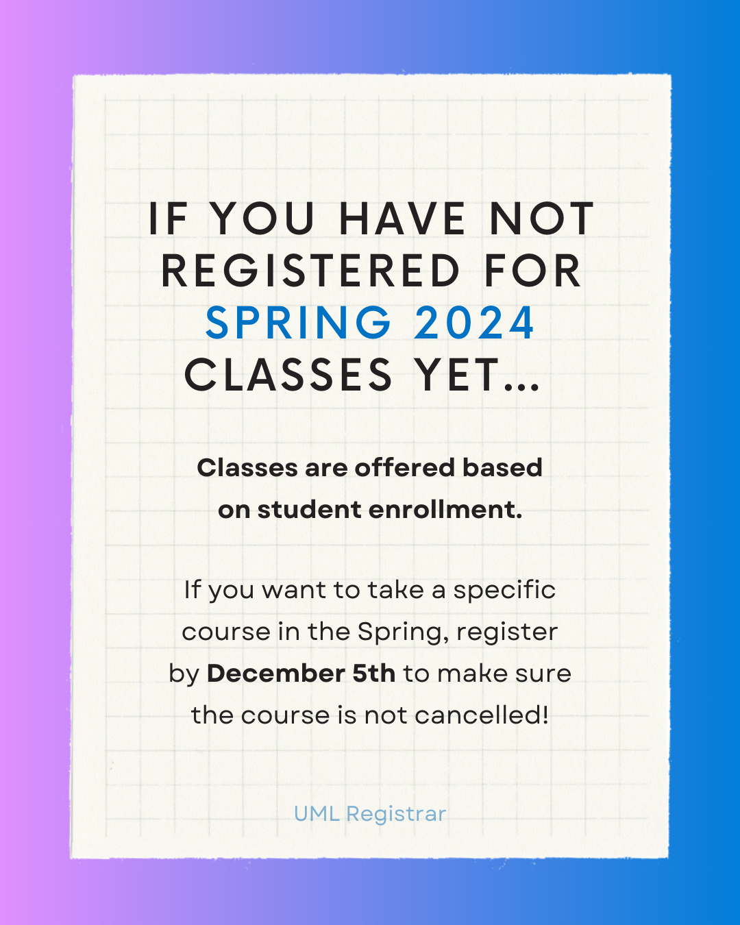 Spring 2024 Course Registration | The River Hawk Family Portal